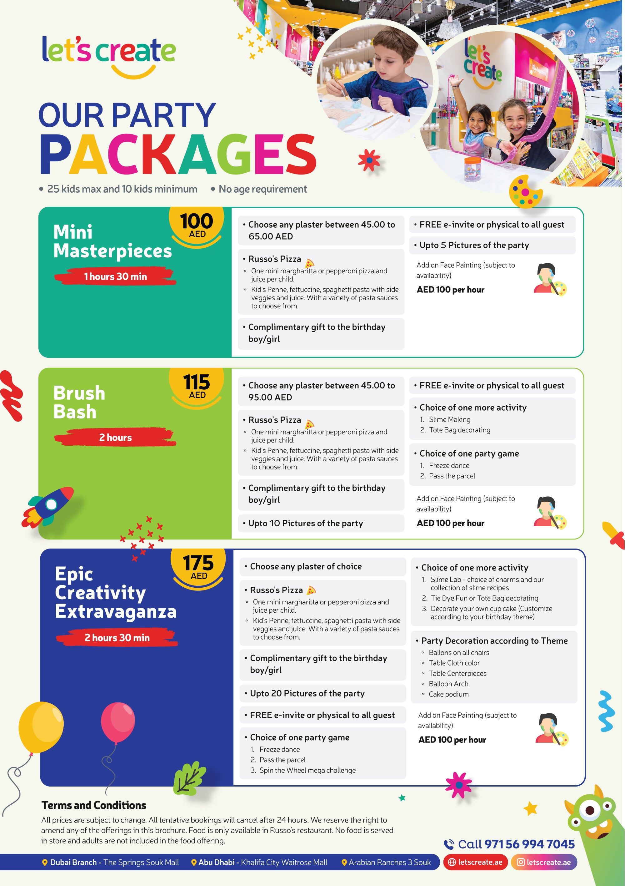 Party Packages – Let's Create